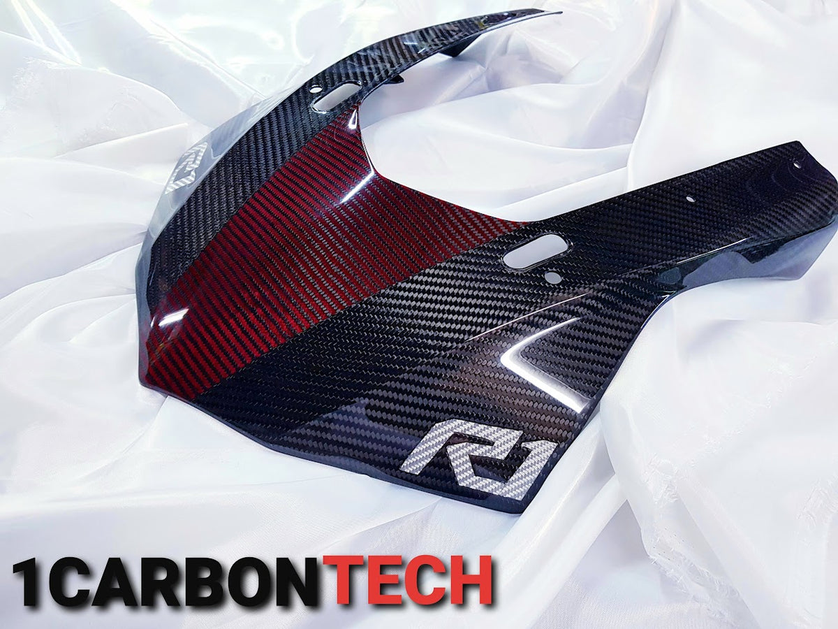 FULL CARBON FIBER AND RED HYBRID FRONT NOSE BODY COWLING 2015-2019 YAM ...