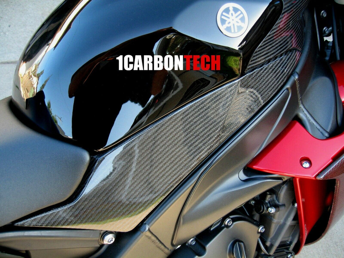 CARBON FIBER LOWER TANK PANELS TRIMS 2009-2014 YAMAHA YZF-R1 – 1carbontech