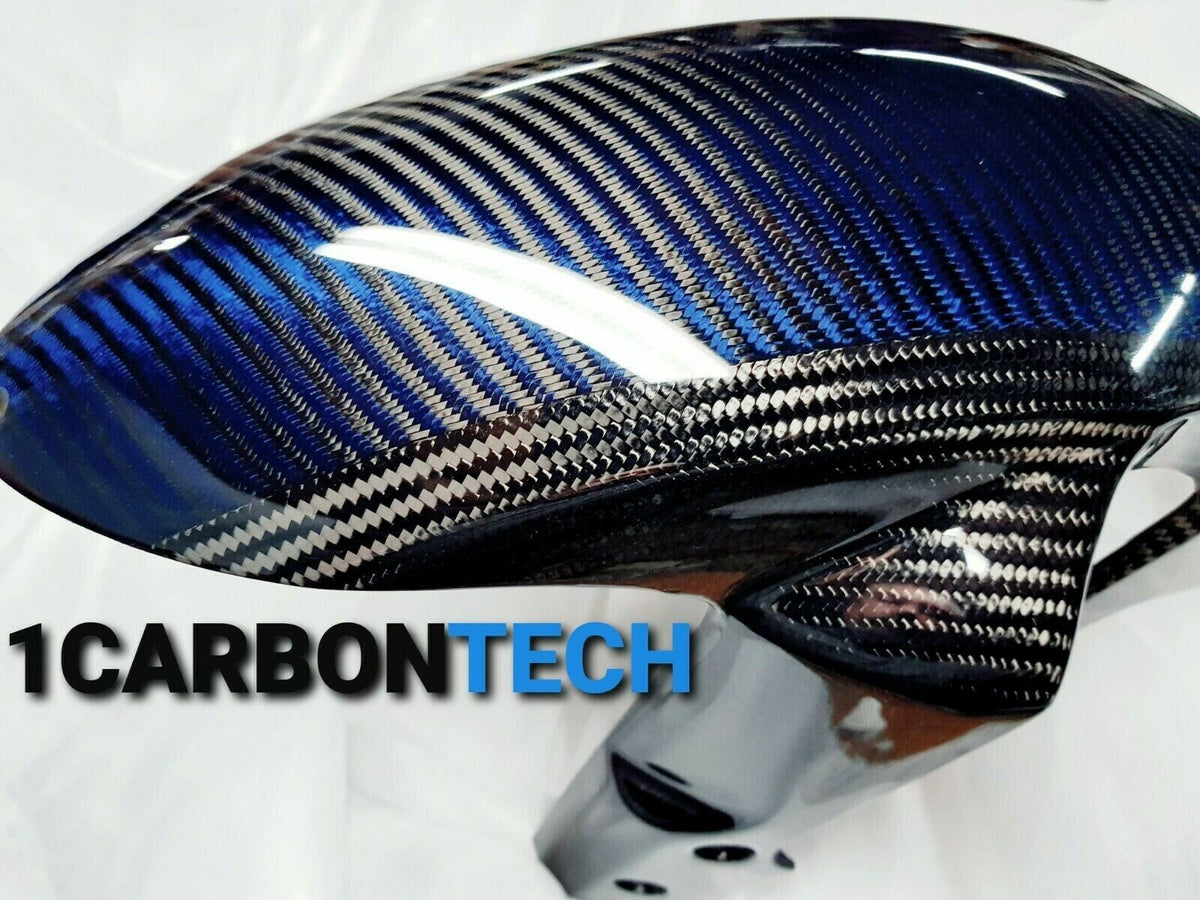CARBON FIBER HYBRID BLUE FRONT FENDER MUDGUARD GSXR 600, 750, 1000 ...